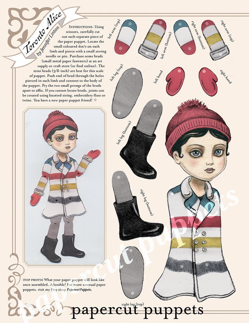 Toronto Alice Downloadable Paper Puppet - Etsy