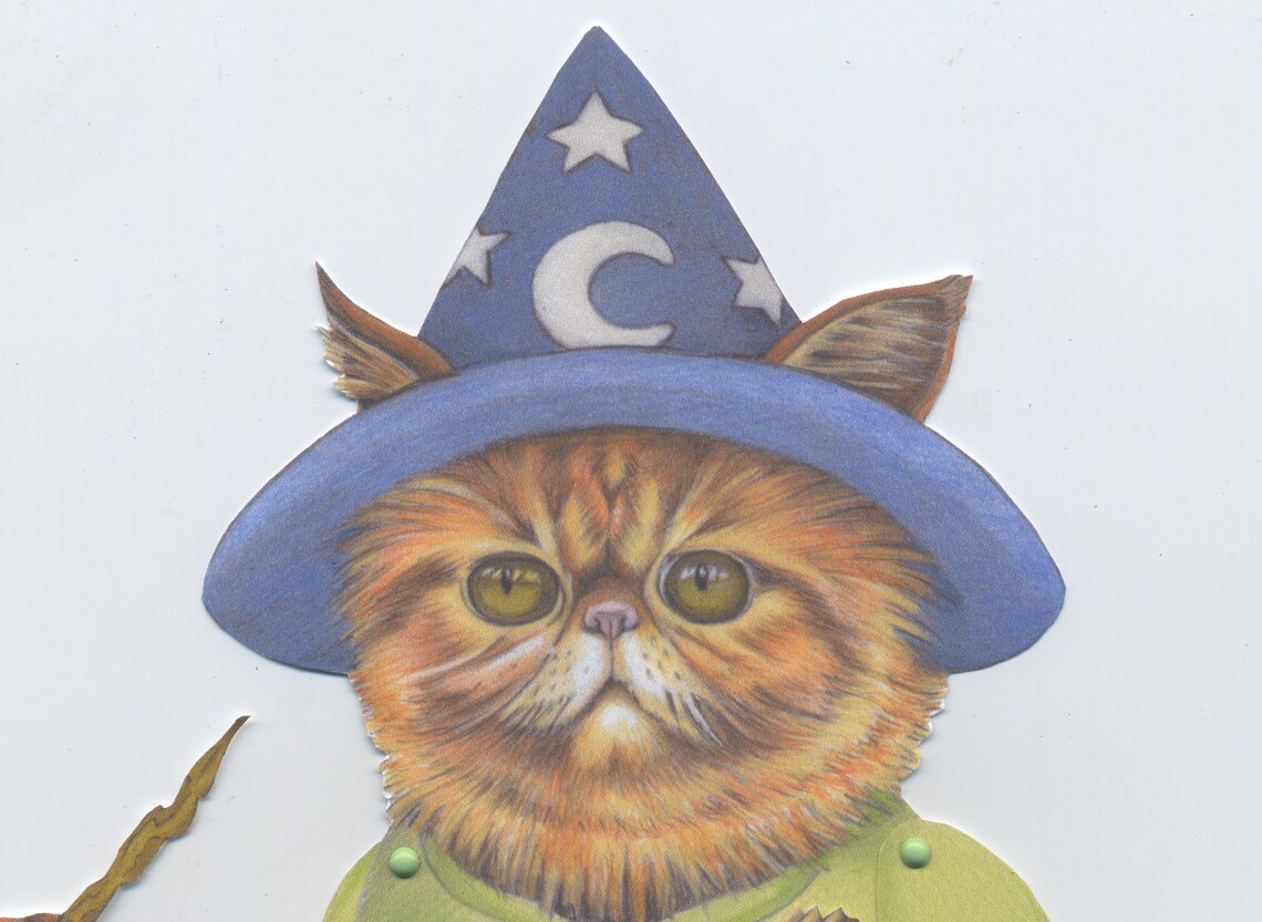 Wilfred the Wizard Cat DIY Paper Puppet Kit - Etsy