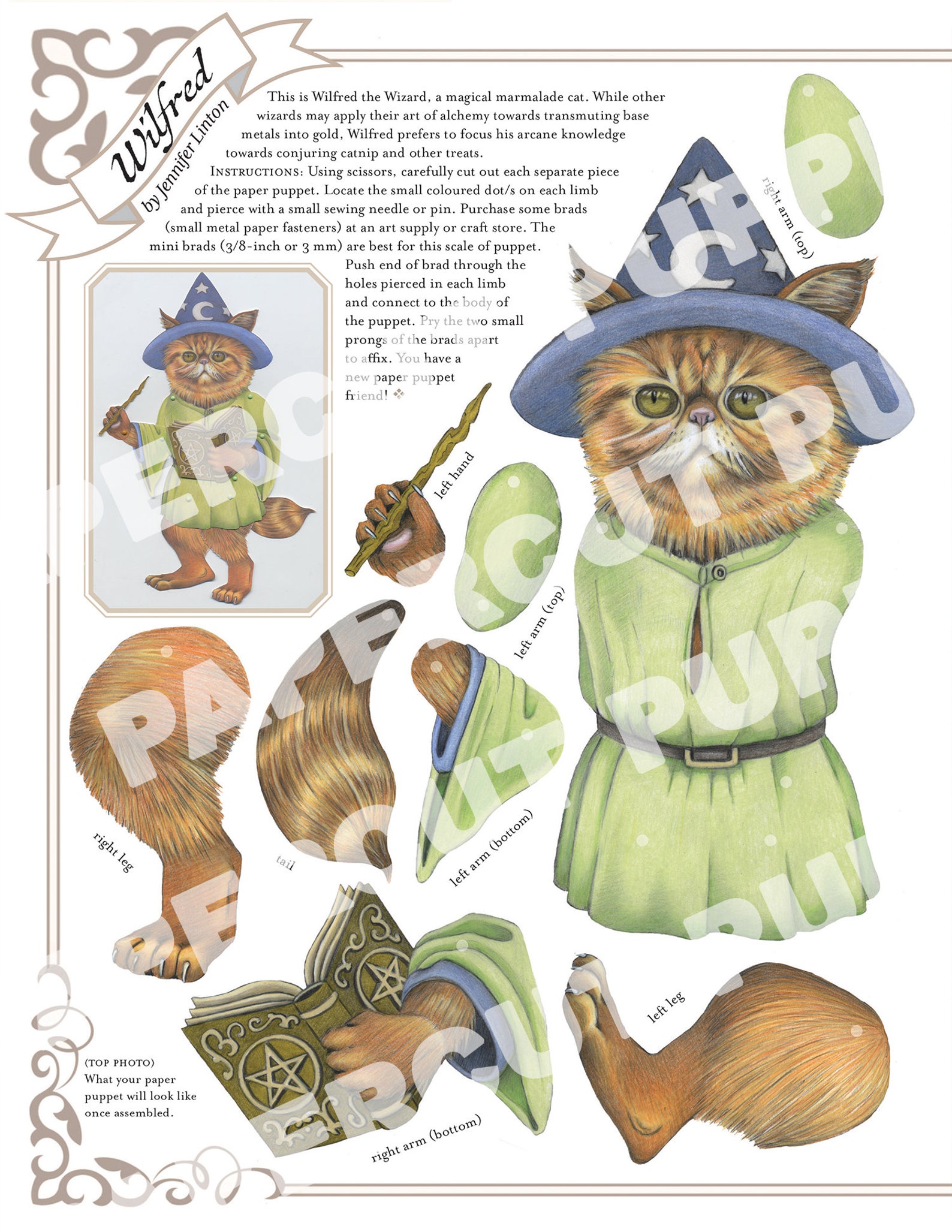 Wilfred the Wizard Cat DIY Paper Puppet Kit - Etsy