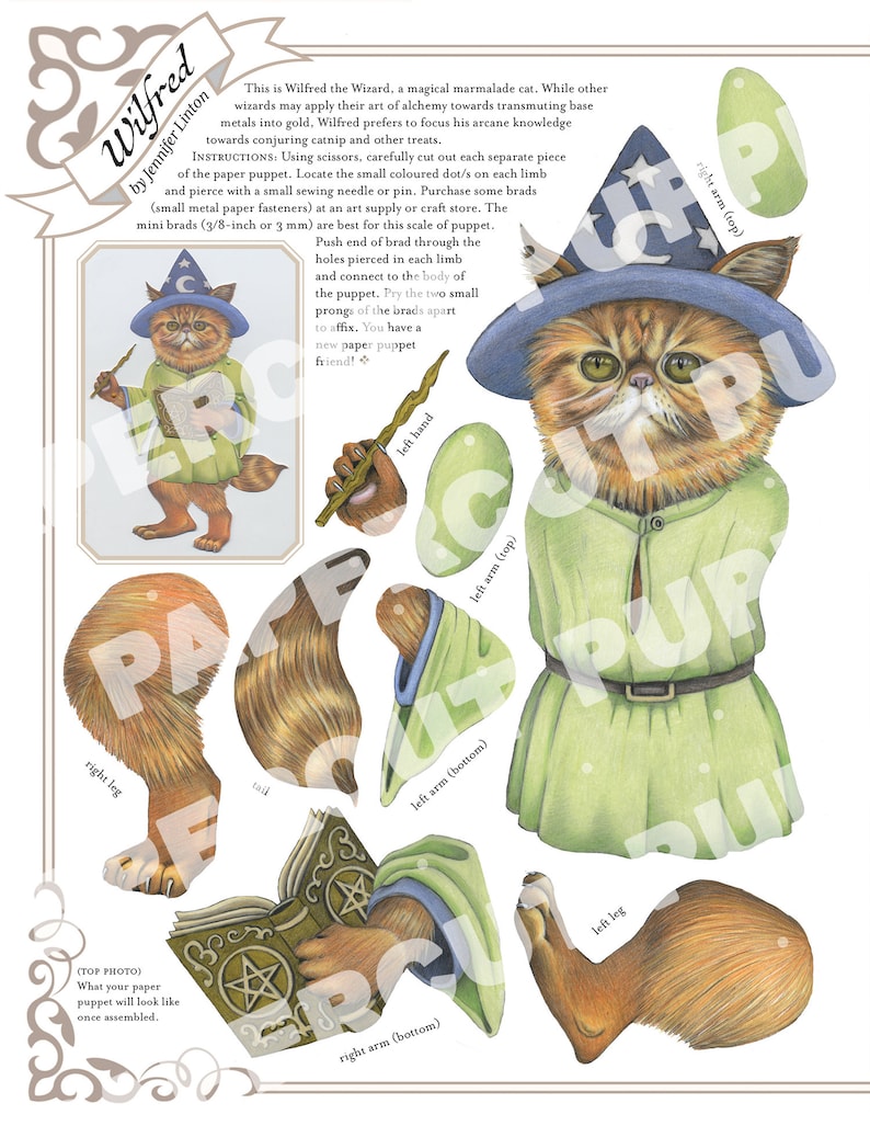Wilfred the Wizard Cat DIY Paper Puppet Kit - Etsy