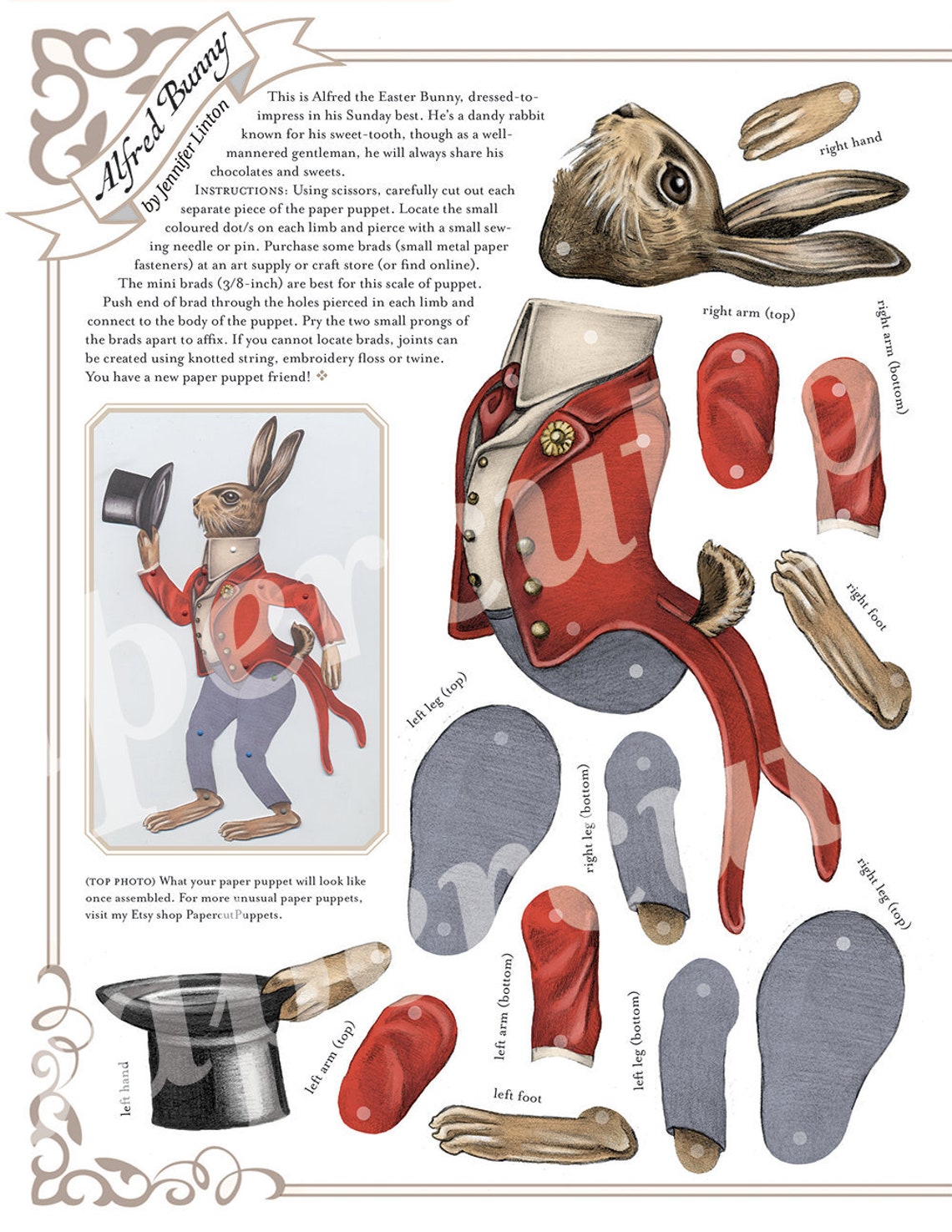 Alfred the Easter Bunny Downloadable Paper Puppet - Etsy