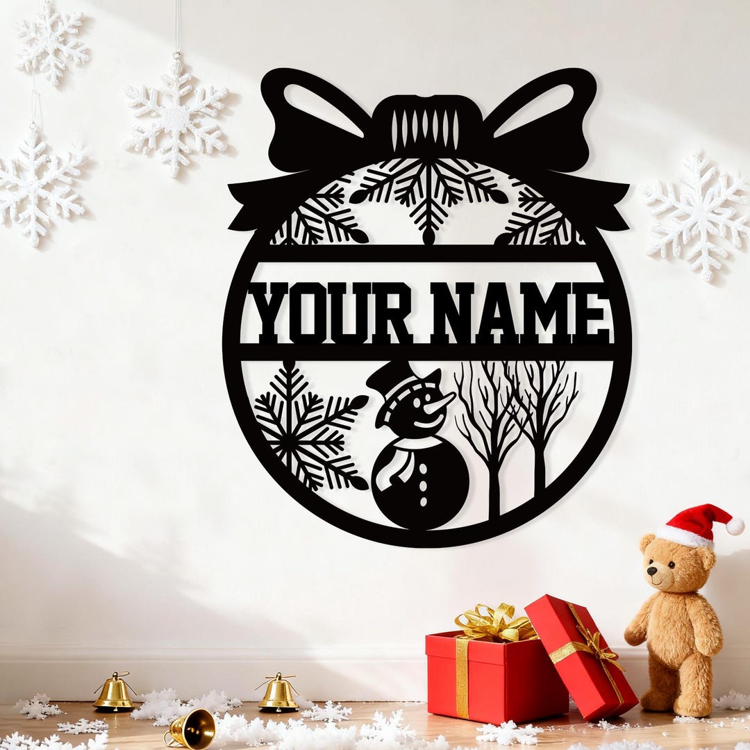 Custom Merry Christmas Metal Wall Sign, Snowman Metal Sign, Snowflake ...