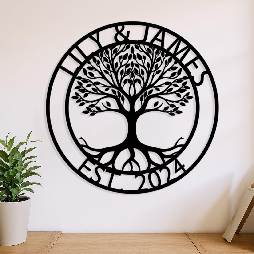 Custom Family Tree of Life Name Sign, Personalized Metal Wall Art Decor ...