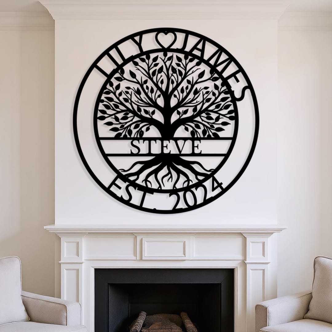 Custom Family Tree of Life Name Sign, Personalized Metal Wall Art Decor ...