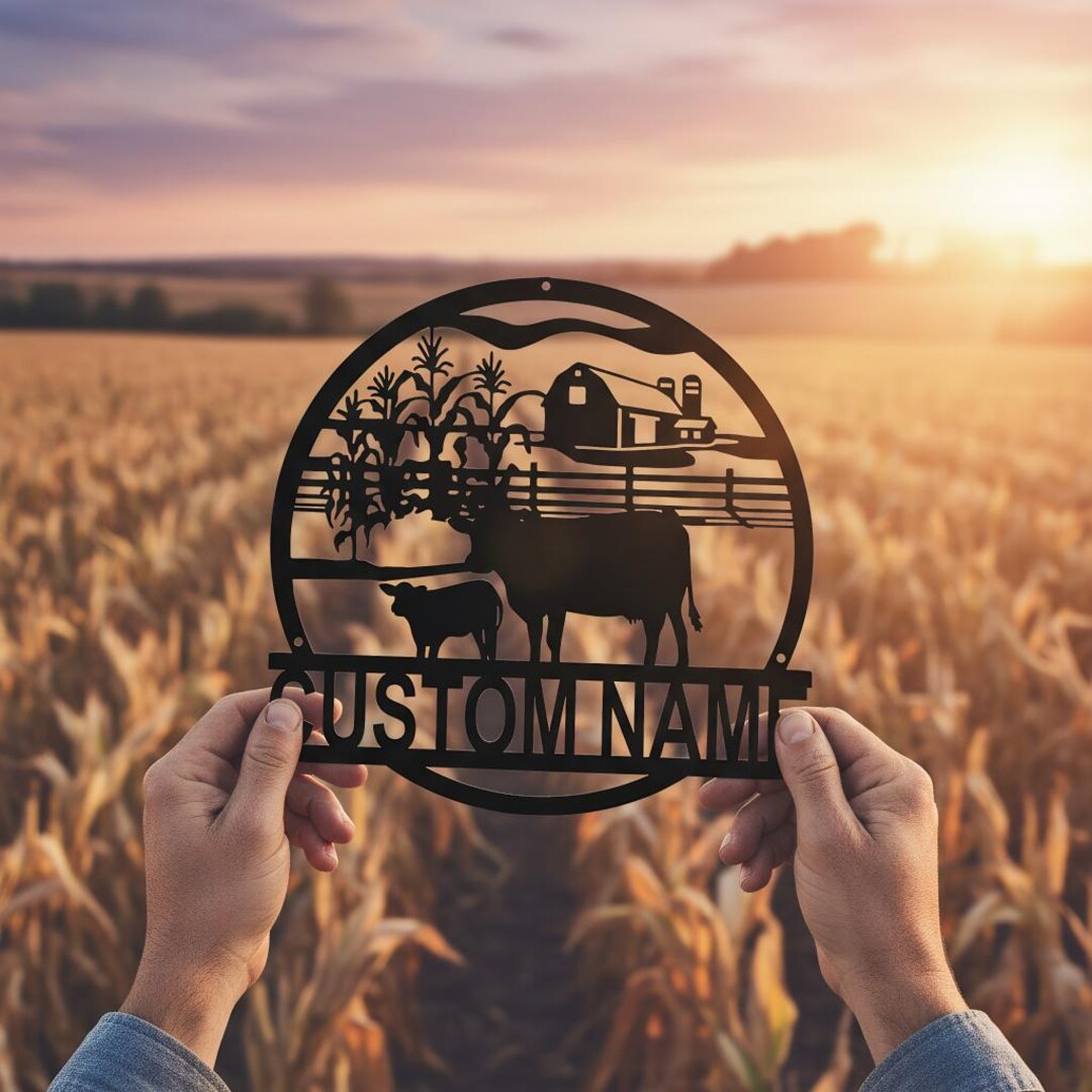Metal Cow Calf Farm Sign,custom Farmer Sign,farmhouse Decor,farm ...