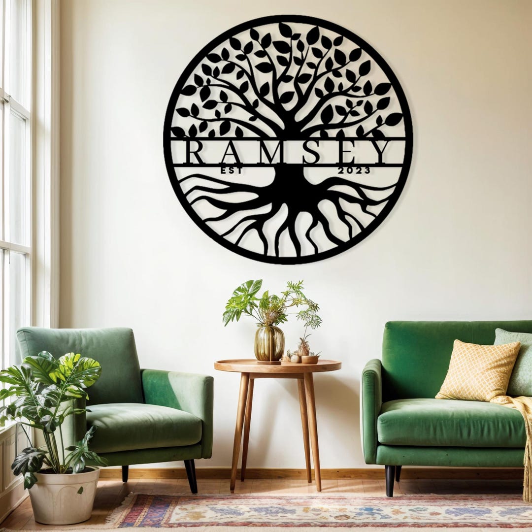 Personalized Family Tree Metal Sign,tree of Life Wall Art , Family Name ...