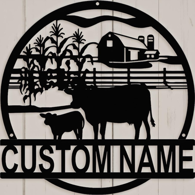 Metal Cow Calf Farm Sign,custom Farmer Sign,farmhouse Decor,farm ...