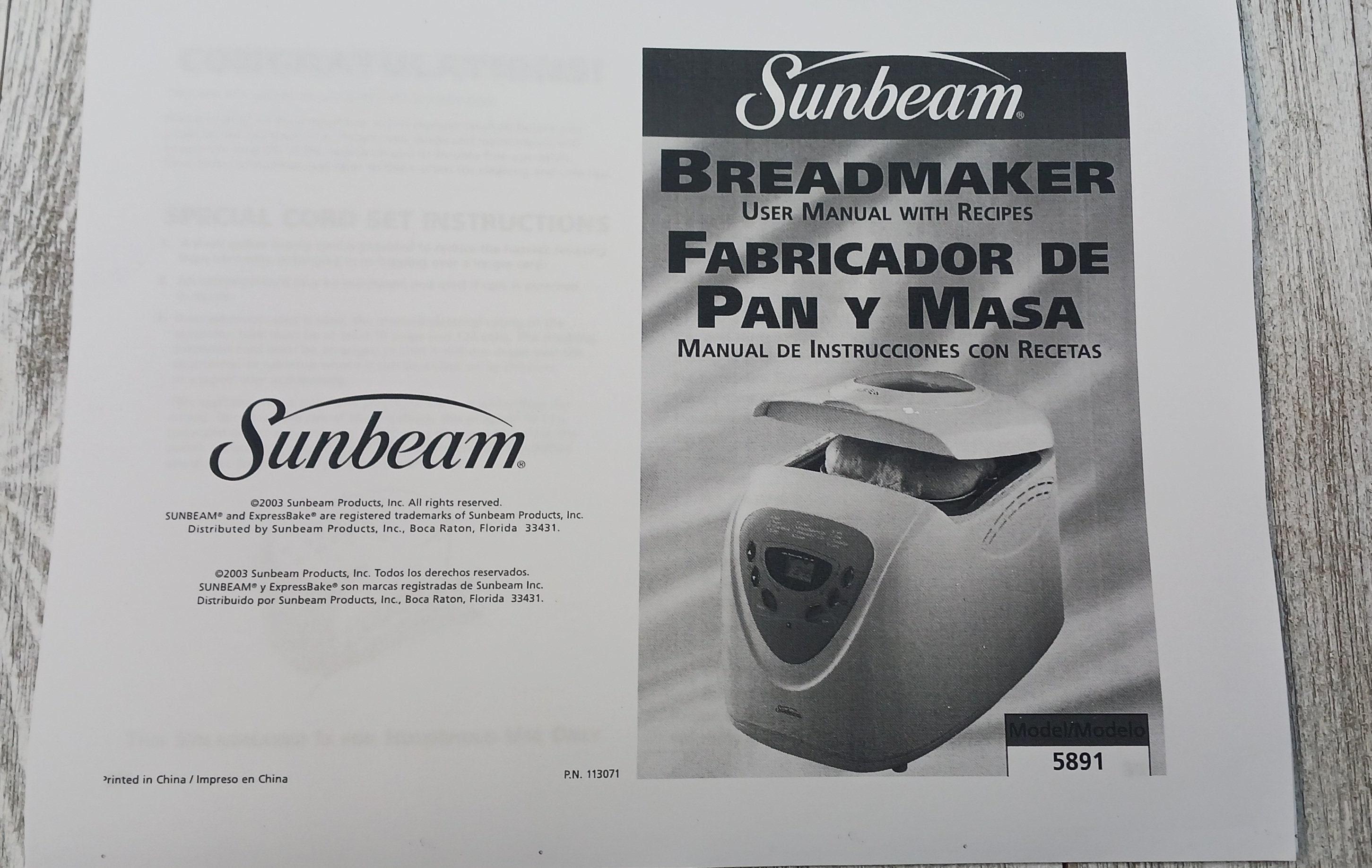 Sunbeam bread maker 5891 store