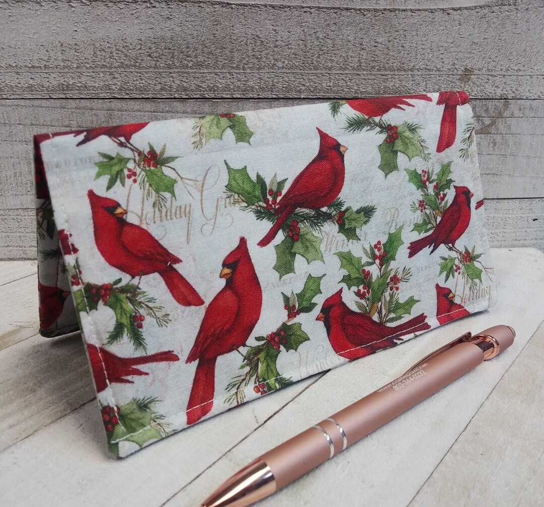 Red Birds Cardinals Check Book Cover Registry Document Coupon Organizer ...