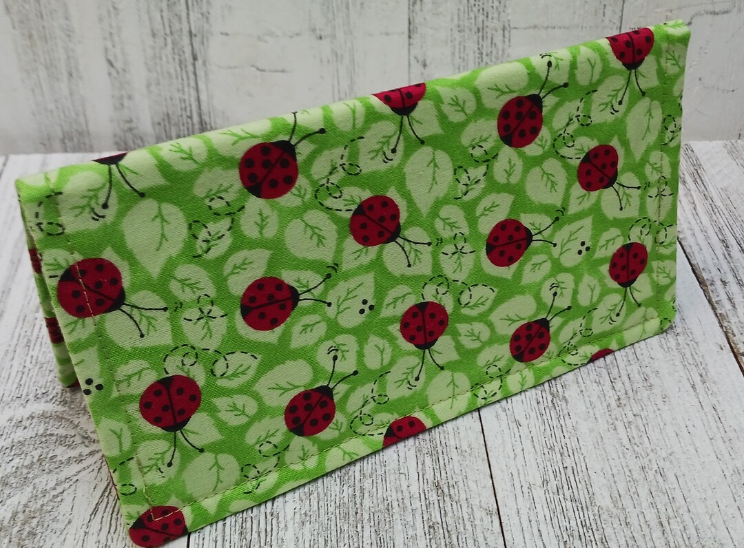 Green LADYBUGS Fabric Checkbook Cover Wallet Holder Clutch Purse ...