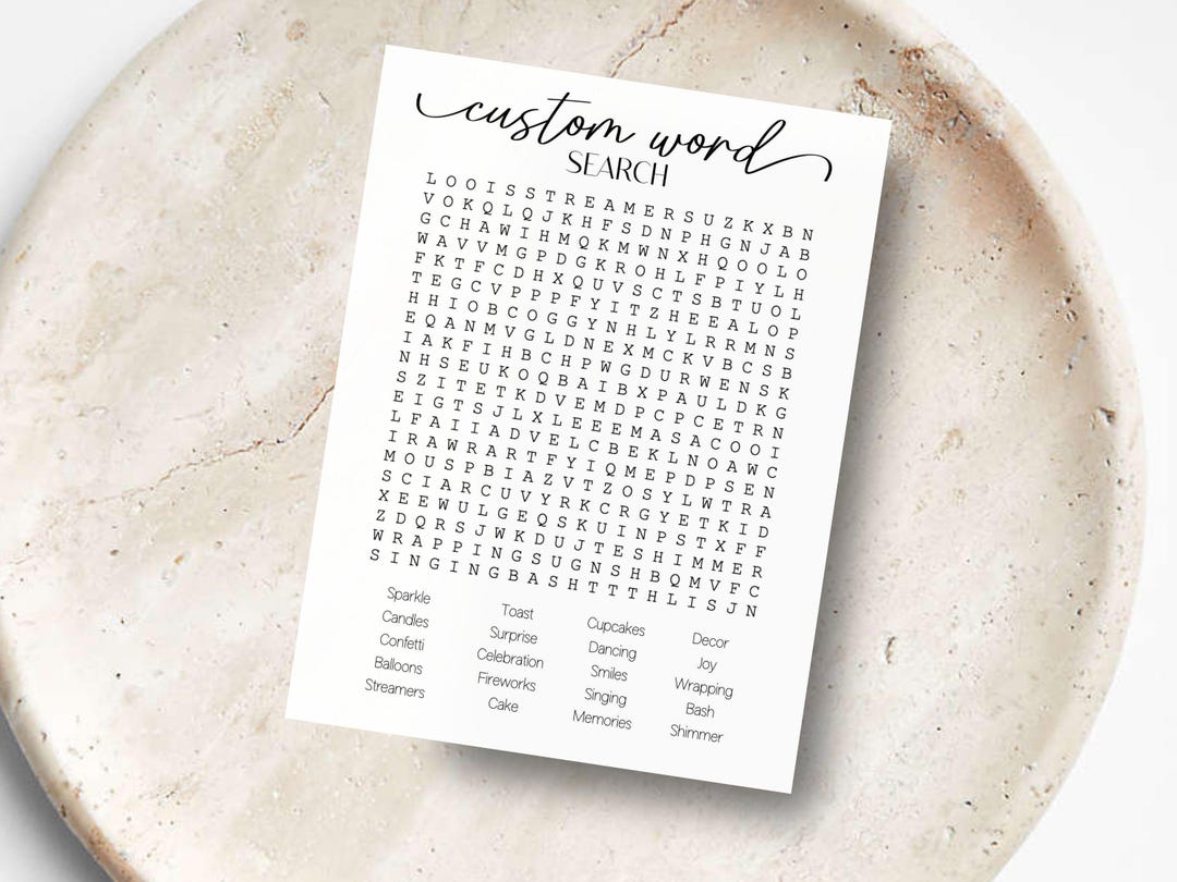 Custom Word Search Game Printable 5x7 Word Search Puzzle Customizable ...