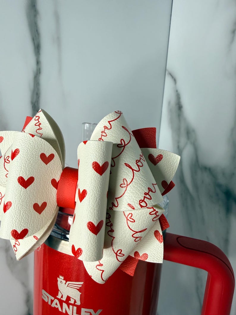 Valentine Tumbler Bow | Red Heart Stanley Cup Bow | Love Cup Accessory ...