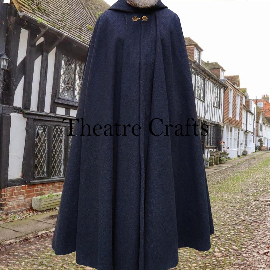 Bishop Clergy Cloak : Hooded Long Church Vestment Men Navy Blue Wool ...