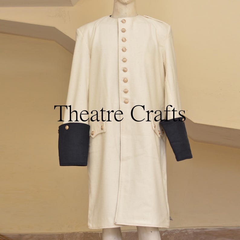 White Wool Military Frock Coat: 18th Century French Marine Uniform - Etsy