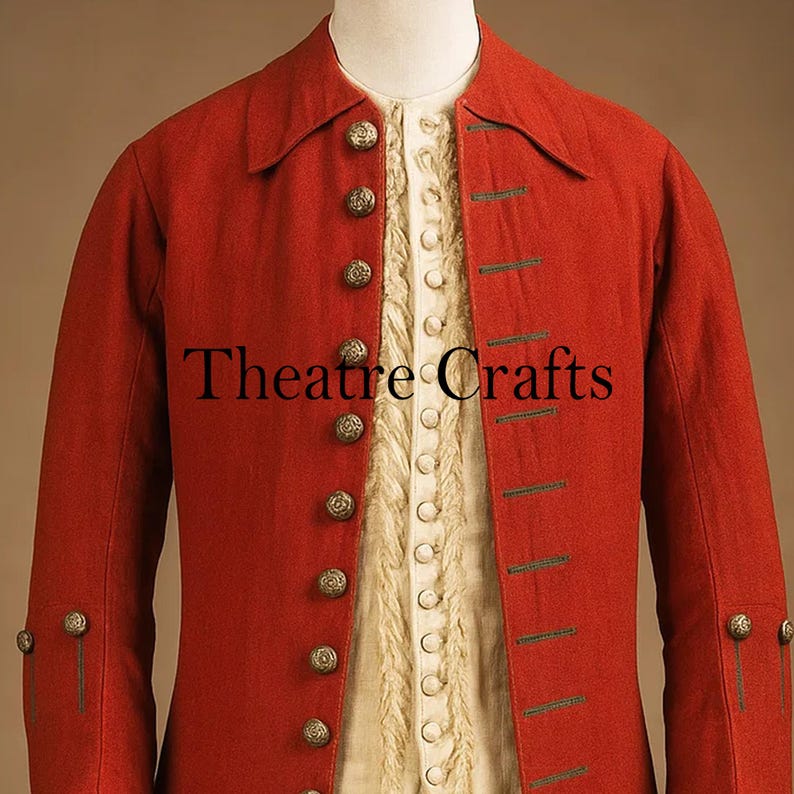 Red Wool Pirate Frock Coat: 17th Century Style Halloween Costume - Etsy