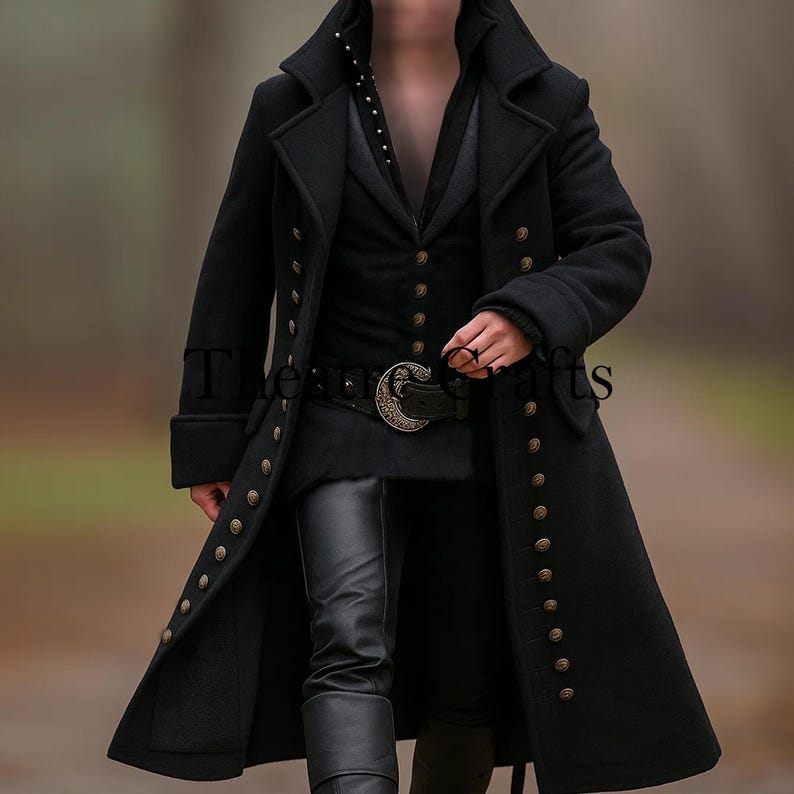 Pirate Coat Black Wool : Vampire Goth Cosplay Victorian Steampunk - Etsy