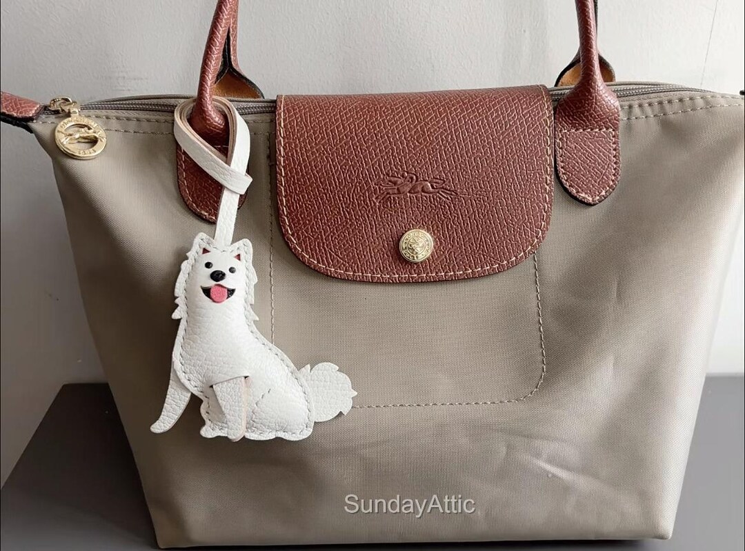 Custom Samoyed Leather Bag Charm Handmade Leather Dog Bag Charm Handbag ...