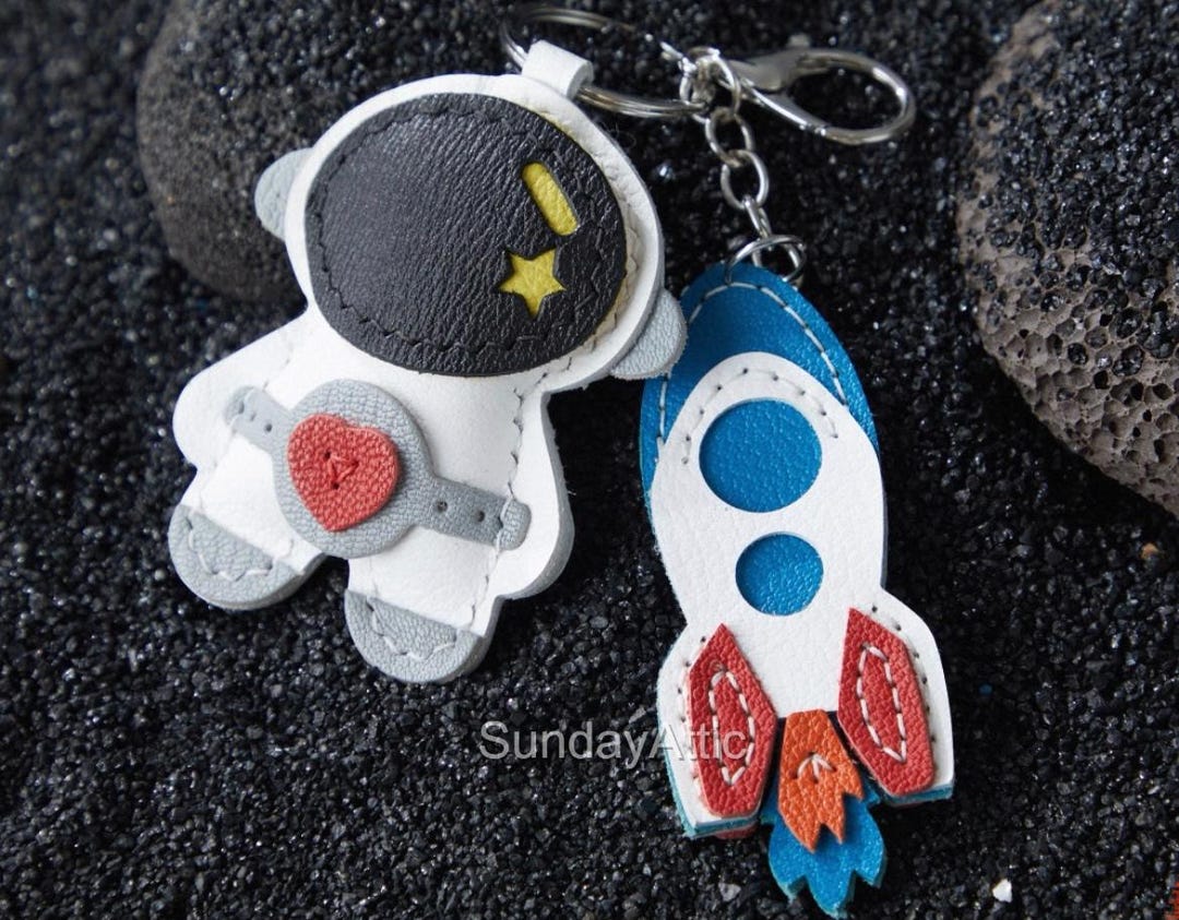 Custom Astronaut Rocket Leather Bag Charm Keychain Handbag and Purse ...