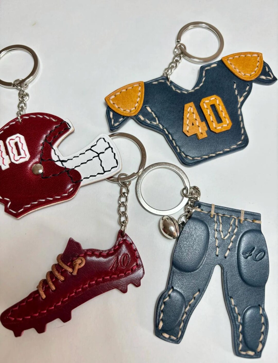 Custom Football Gear Keychain Set Helmet/pants/cleats Full-grain ...