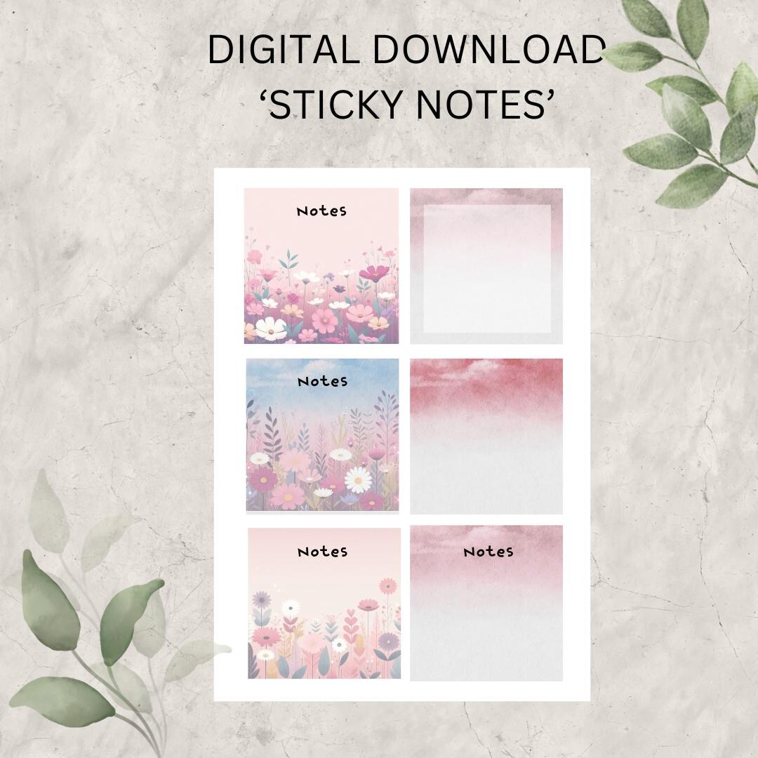 Sticky Notes Featuring Delicate Floral Motifs! Perfect for Planners ...