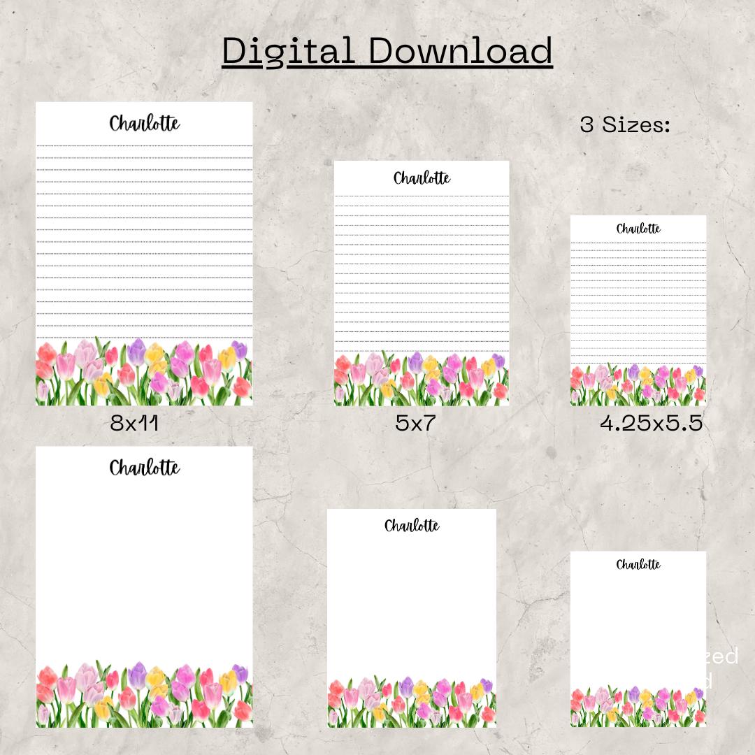 Personalized Name Notepad – Custom Digital Writing Paper- Line and ...