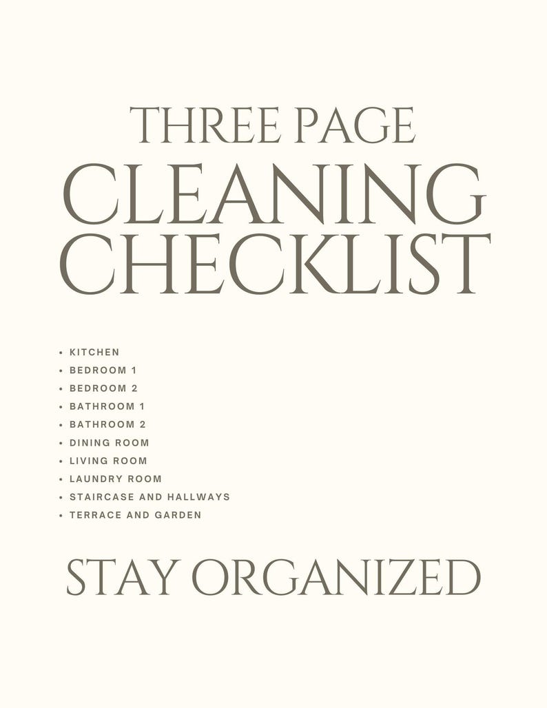 Printable Home Cleaning Checklist | 3-page Daily House Cleaning ...