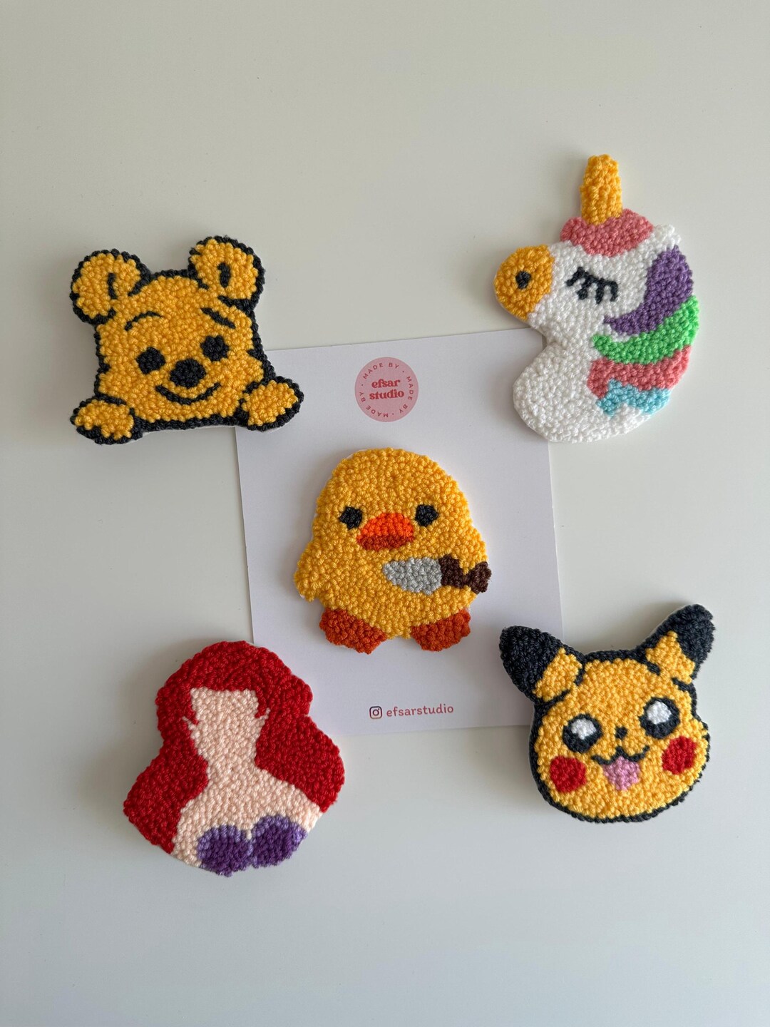Punch Needle Hair Clips, Handmade Cartoon Character Barrettes, Pikachu ...
