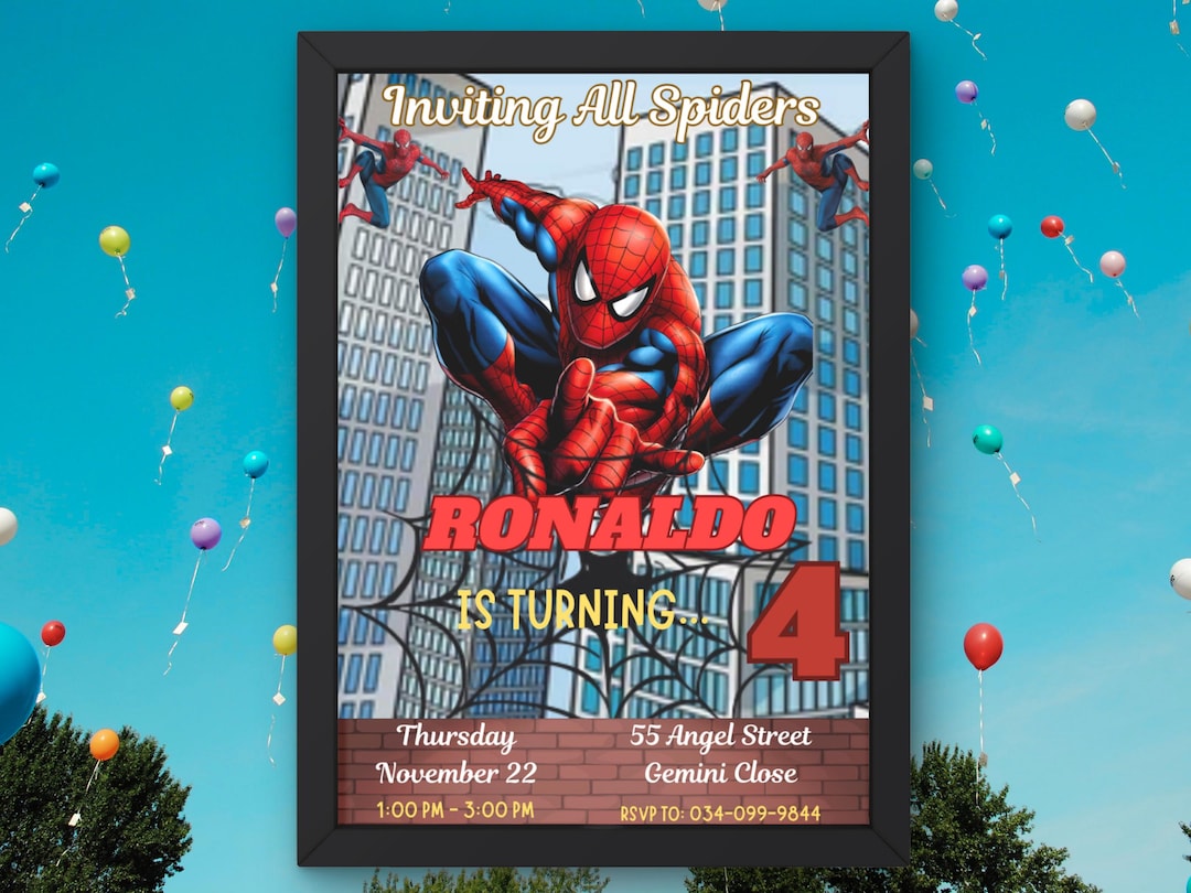 Editable Spiderman Invitation, Spider Man Invitation, Spiderman ...