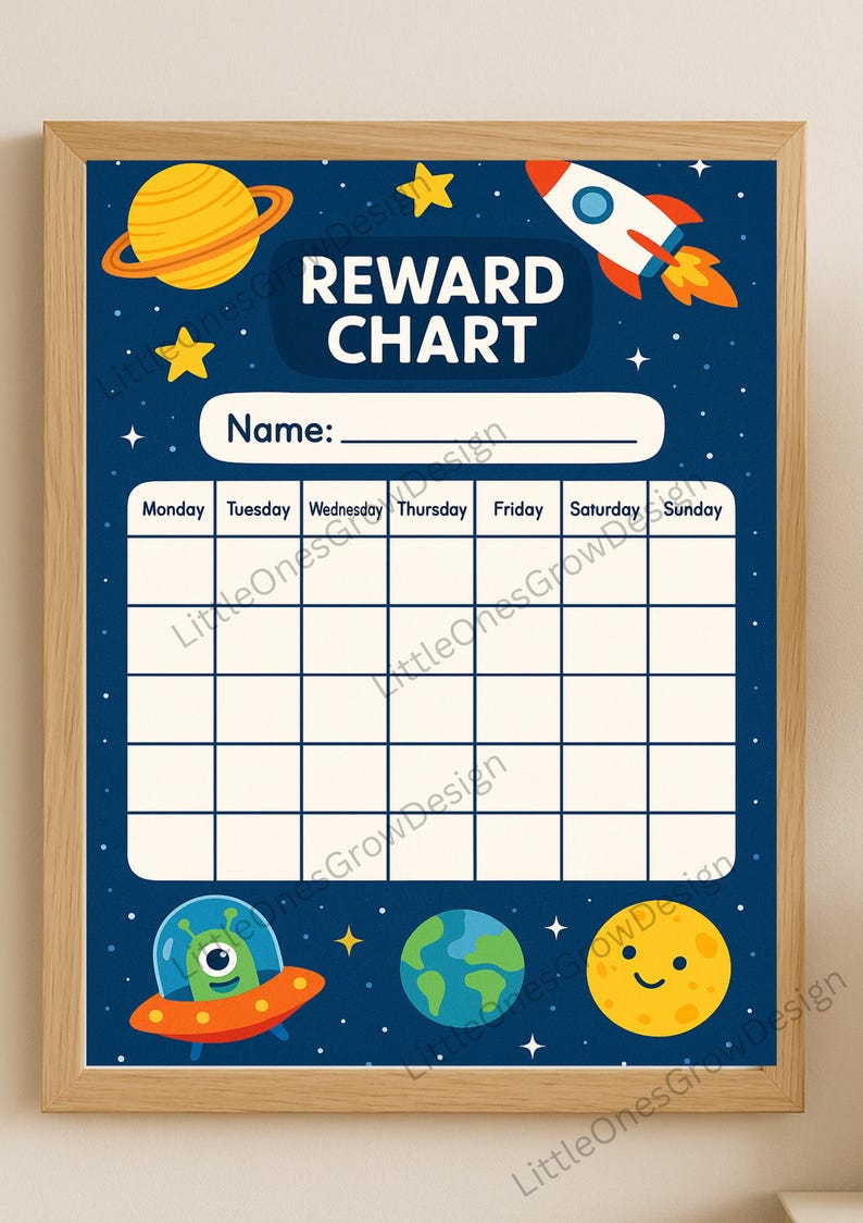 Space Reward Chart for Kids | Printable A4 Behaviour Chart | Fun Galaxy ...
