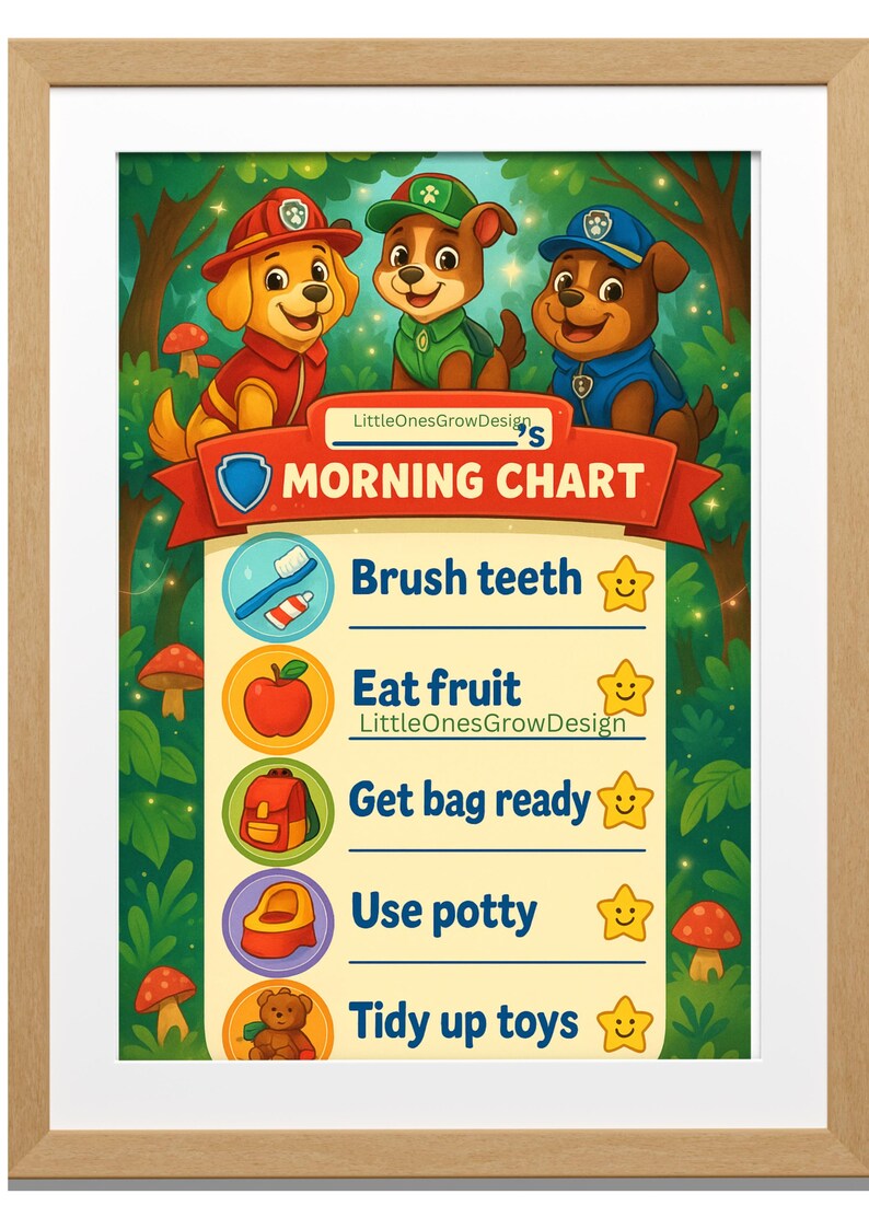 Paw-themed Morning Routine Chart for Kids | Printable A4 Chore Chart ...