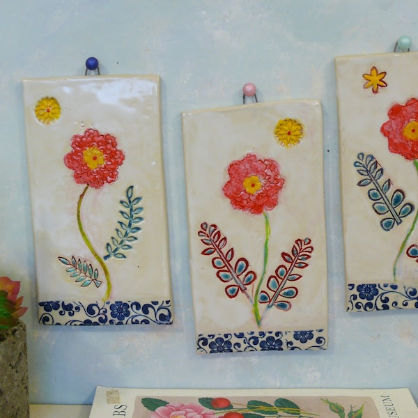 Ceramic Flower Tile - Etsy