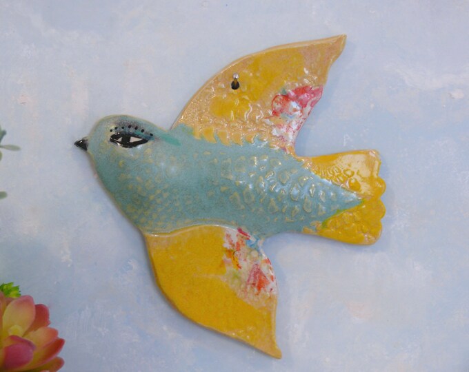 Ceramic Wall Hanging Bird, Ceramic Wall Art, Handmade Ceramic Wall ...