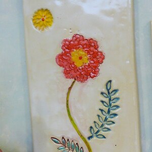 Ceramic Flower Tile, Ceramic Wall Art, Handmade Clay Flower Tile ...