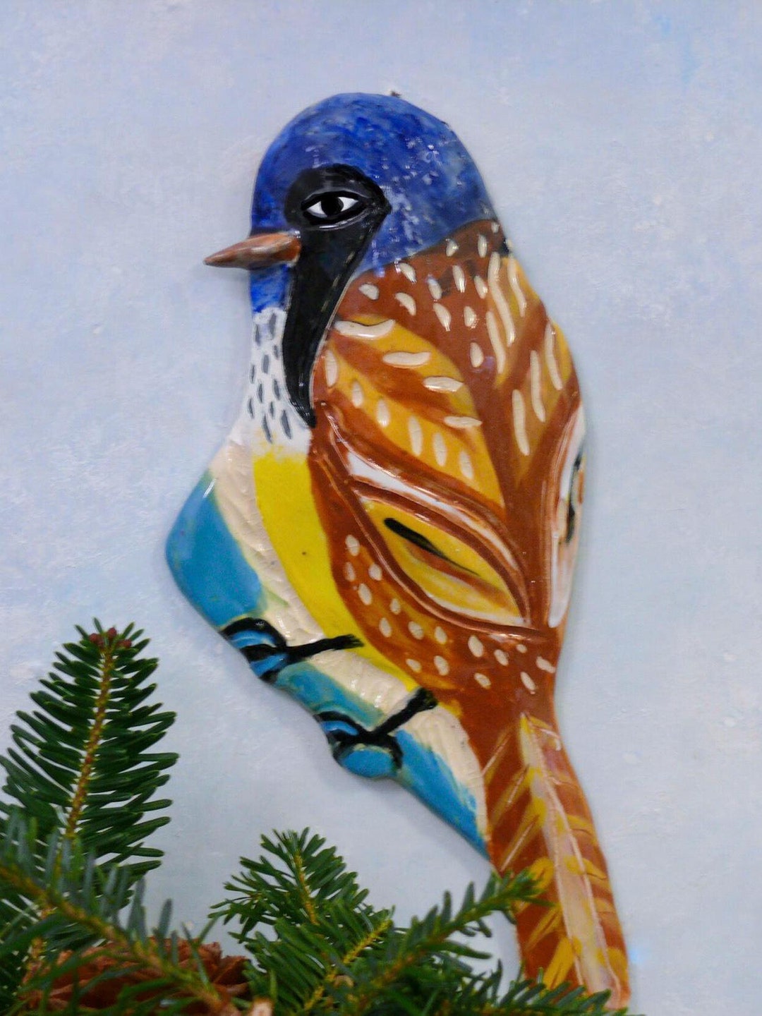 Ceramic Wall Hanging Bird, Colorful Handmade Clay Bird, Ceramic Wall ...