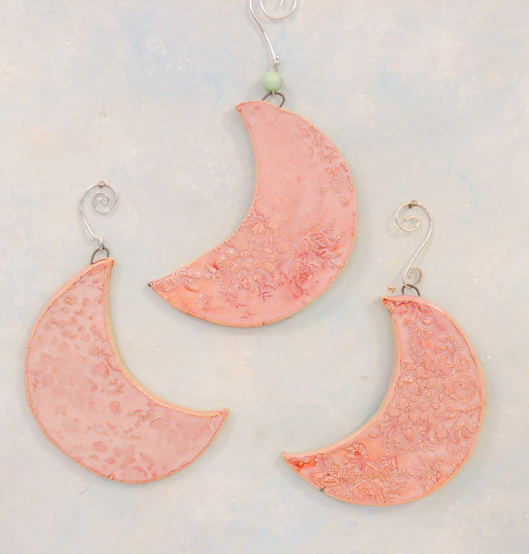 Crescent Moon Ceramic Wall Art, Ceramic Moon Ornament. Rose Textured ...