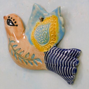 Small Ceramic Wall Hanging Bird, Handcrafted Ceramic Wall Art, Bird ...