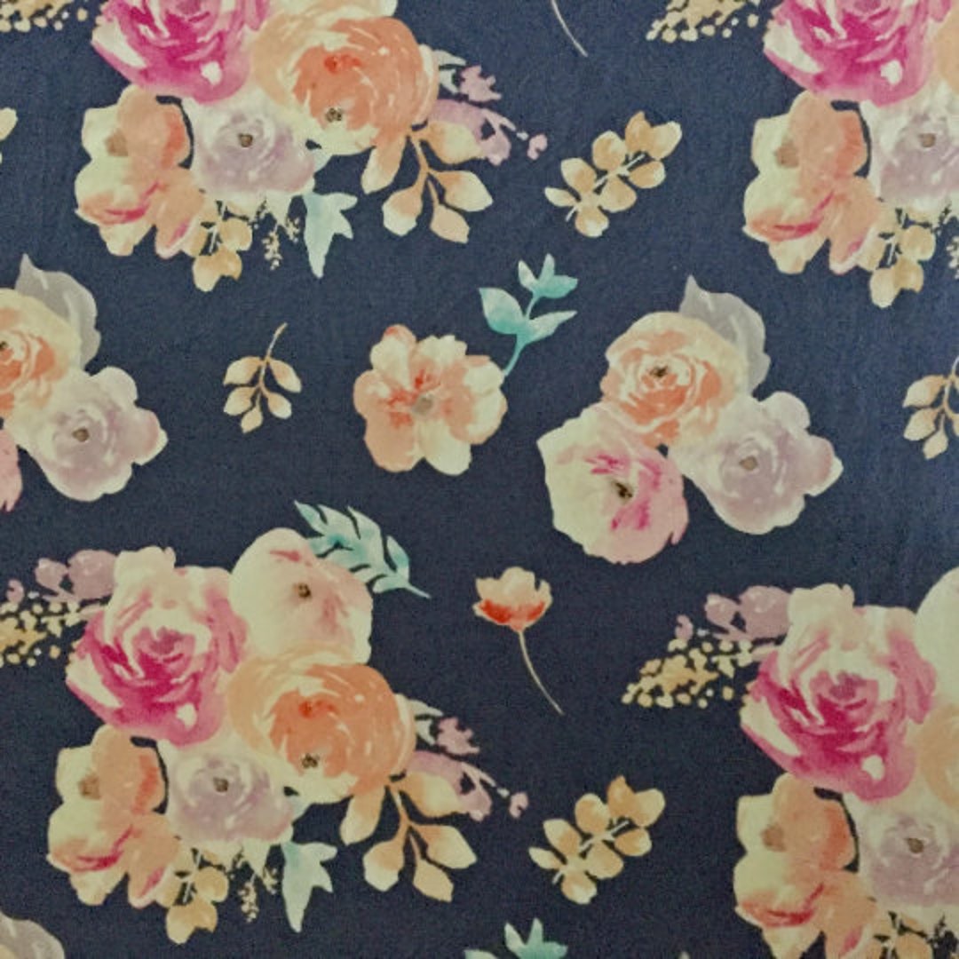 Blue Watercolor Floral, Fresca, 100% Cotton Fabric by the Yard, Fat ...