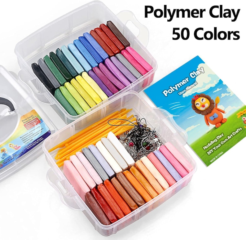 Polymer Clay Starter Kit: 50 Colors Oven Bake Modeling Clay With Tools ...