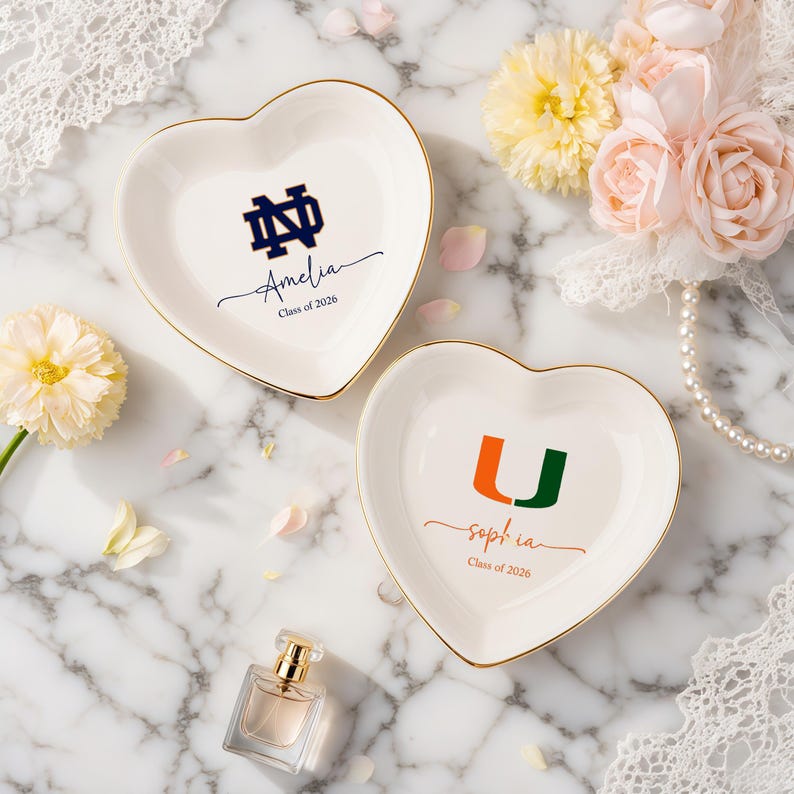 Custom Graduation Gift Trinket Dish, College Logo Jewelry Dish, College ...