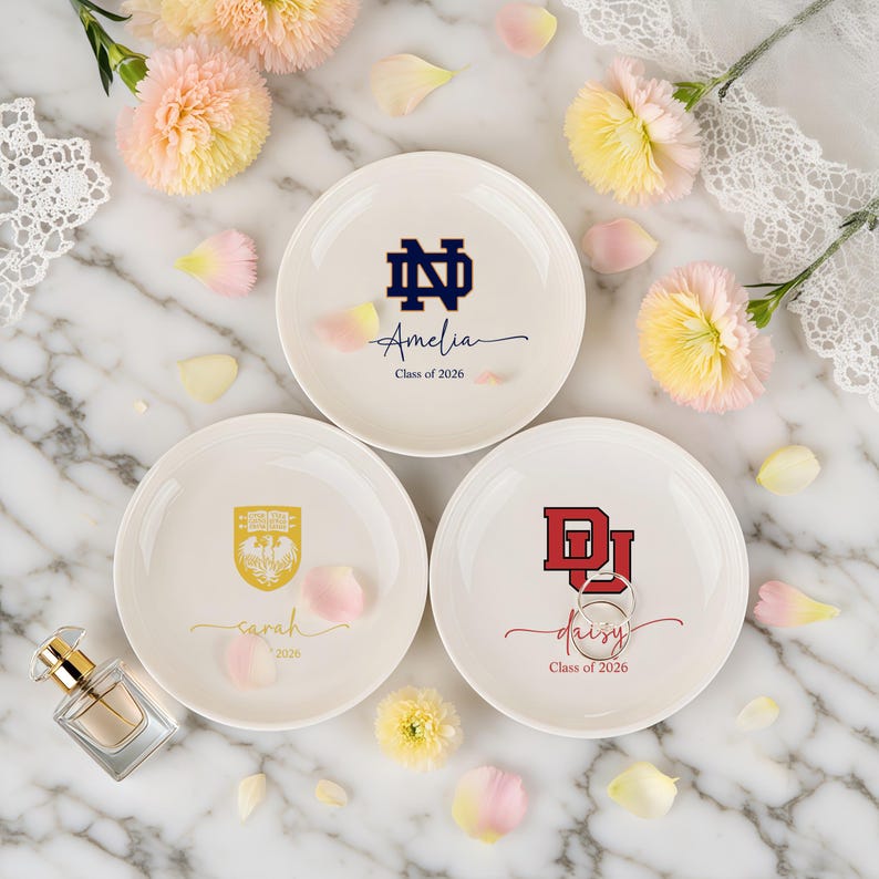 Custom Graduation Gift Trinket Dish, College Logo Jewelry Dish, College ...
