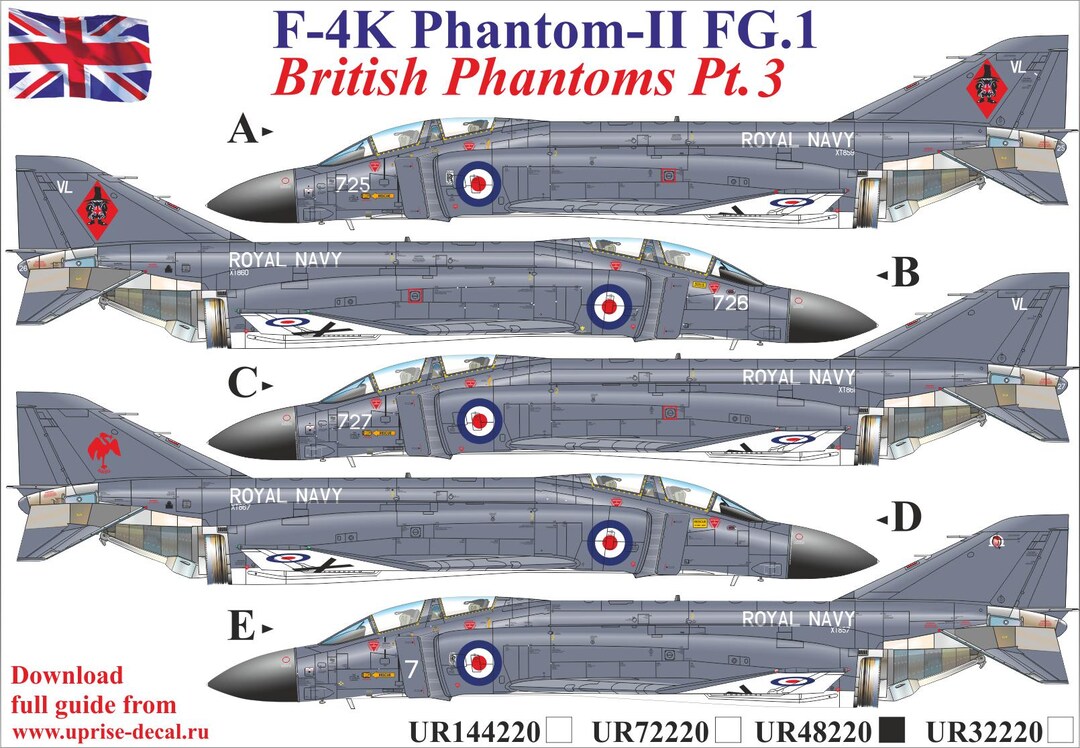 1:48 Decal British F-4K Phantom-ii FG.1 (FFA Film) Uprise Decals ...