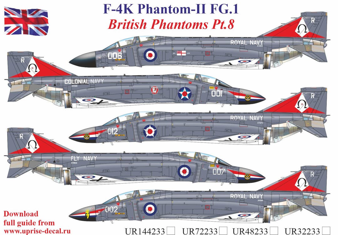 1:72 Decal Mcdonnell Douglas F-4K Phantom-ii FG.1, British Phantoms Pt ...