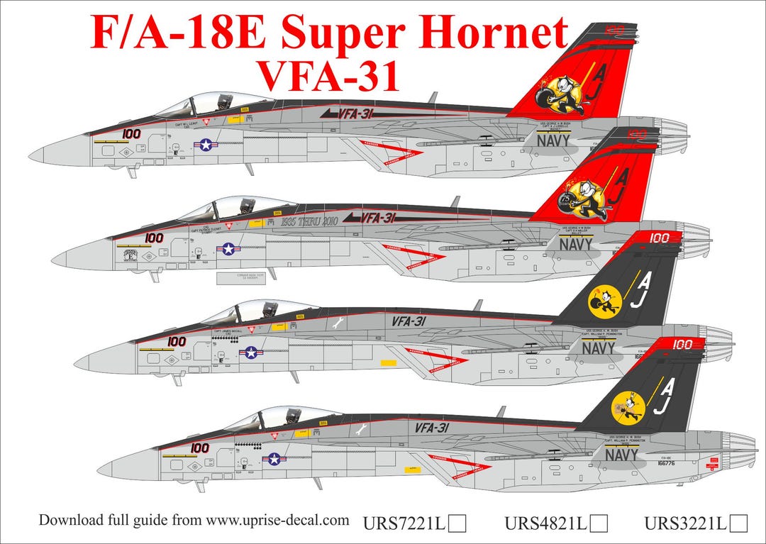 1:72 Decal F/A-18E Super Hornet VFA-31 (FFA Film) Uprise Decals ...