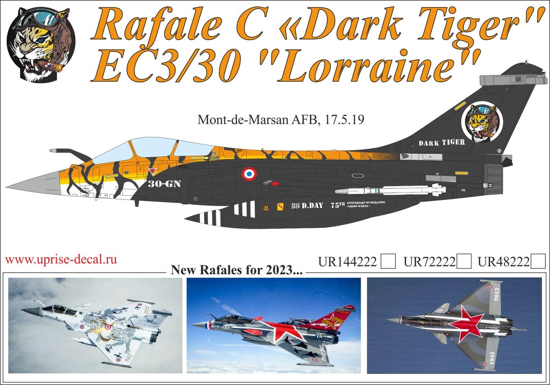 1:48 Decal Dassault Rafale C "dark Tiger" EC3/30 Lorraine (FFA Film ...