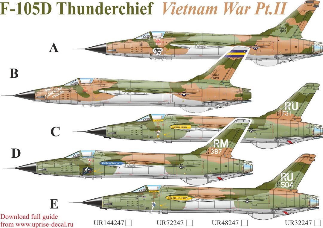 1:32 Decal F-105D Thunderchief Vietnam War Pt. 2 (FFA Film) Uprise ...