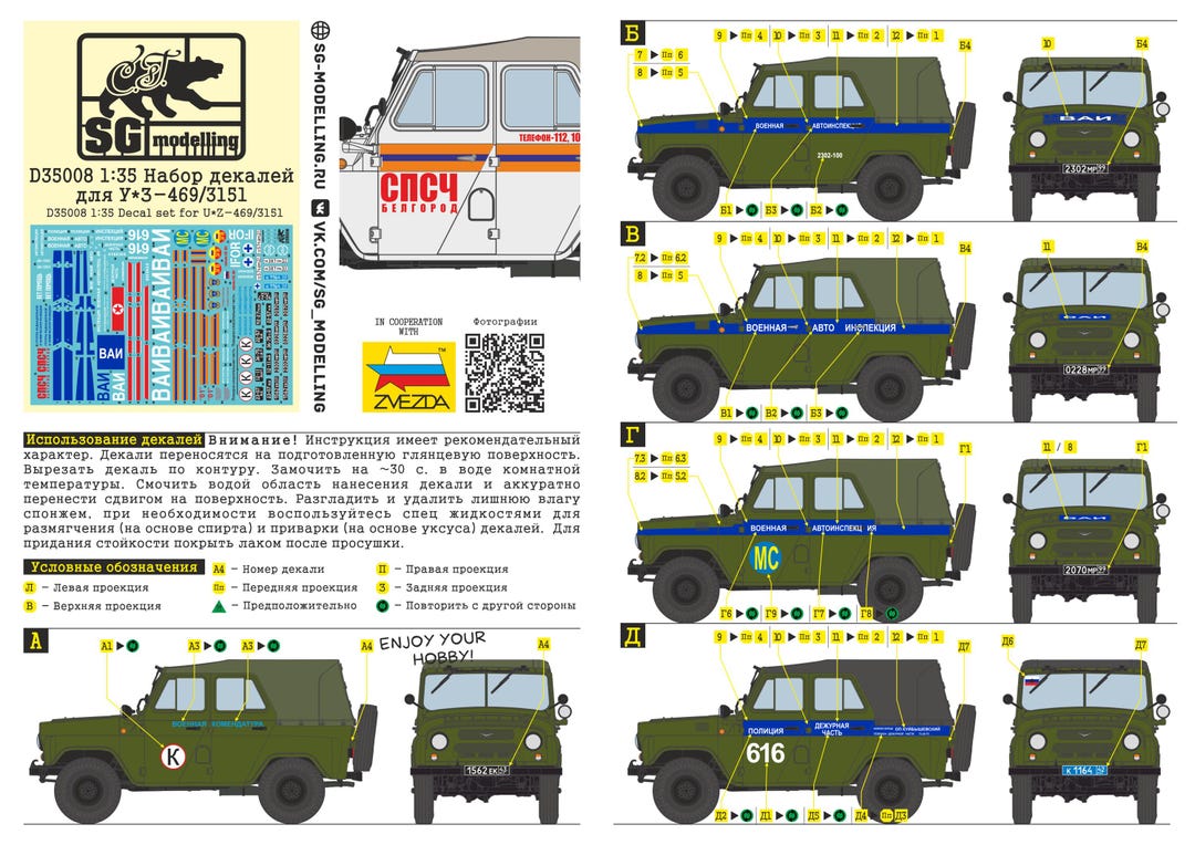 1:35 Decal Russian UAZ-469 / Uaz -3151 - SG Modelling D35008 - HQ ...