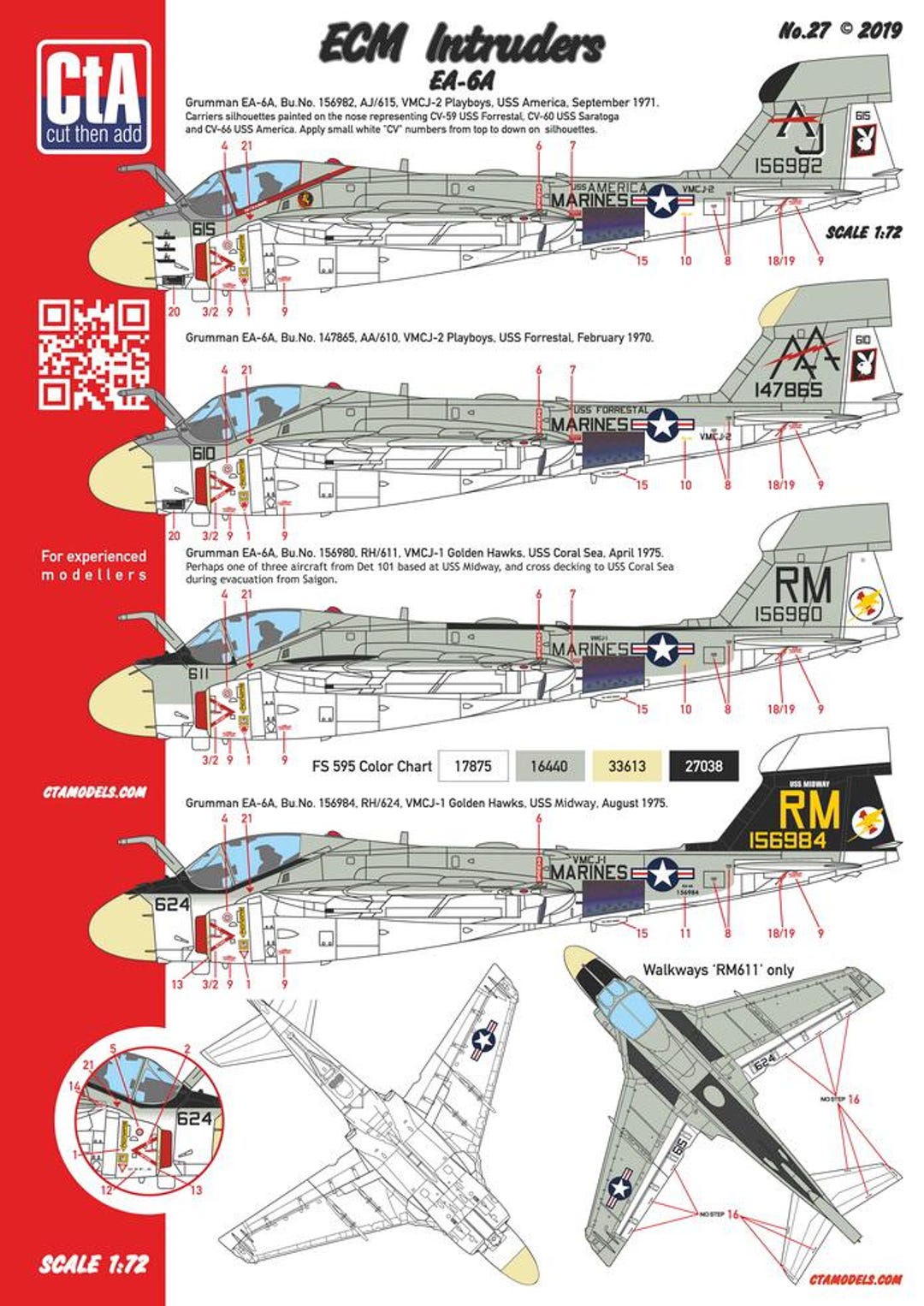 1:72 Decal "ecm Intruders" EA-6A Intruder - 4 Variants - Cta 027 ...