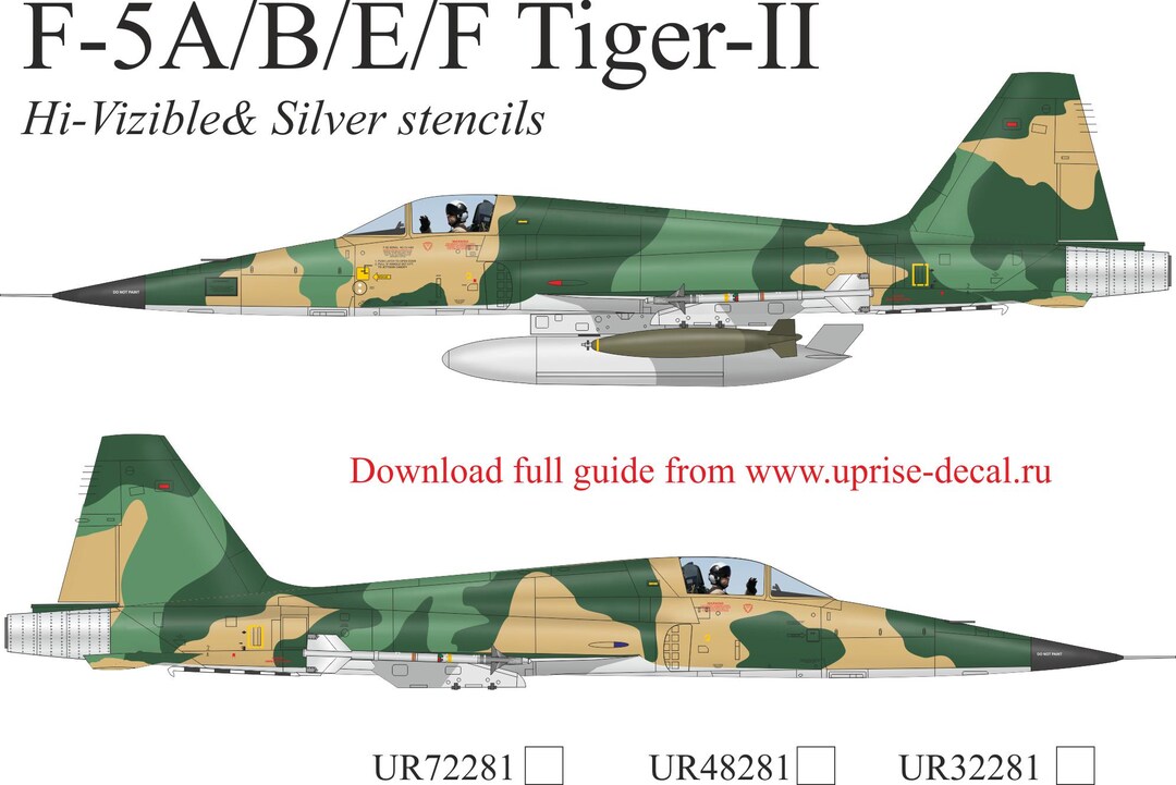 1:32 Decal Northrop F-5A/B/E/F Tiger-ii Hi-viz Stencils - Uprise Decals ...