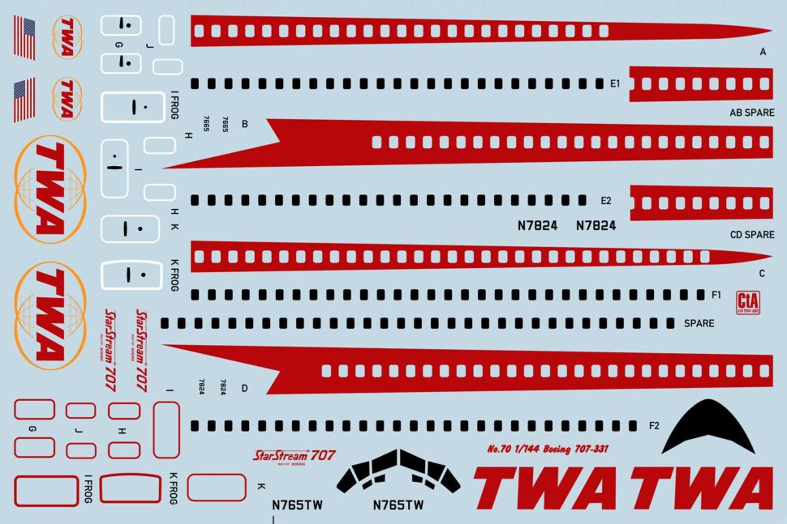 1:144 Decal Boeing 707-331 Star Stream - TWA- Cta Decals 070 - Classic ...