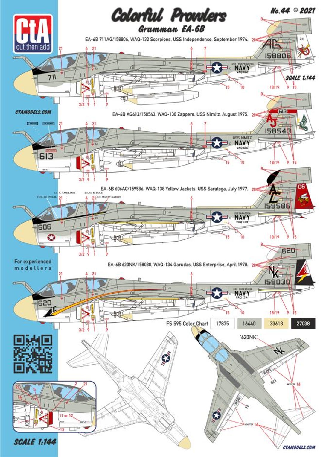 1:144 Decal Northrop Grumman EA-6B "colorful Prowlers" - Cta Decals 044 ...